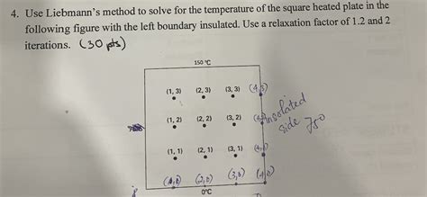 solved 4 use liebmann s method to solve for the temperature