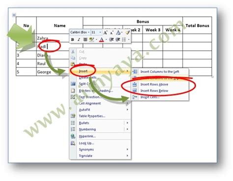 Cara Mudah Menyisipkan Insert Baris Di Tabel Microsoft Word