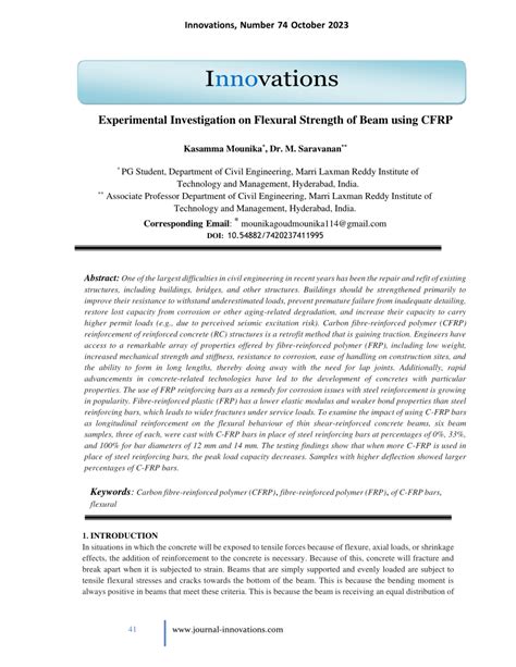 Pdf Experimental Investigation On Flexural Strength Of Beam Using Cfrp