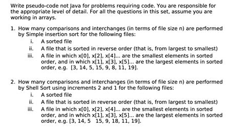 Solved Write Pseudo Code Not Java For Problems Requiring