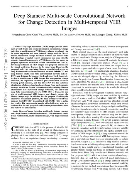 PDF Deep Siamese Multi Scale Convolutional Network For Change Detection In Multi Temporal VHR