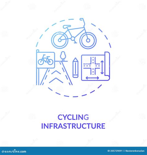 Cycling Infrastructure Blue Gradient Concept Icon Stock Vector