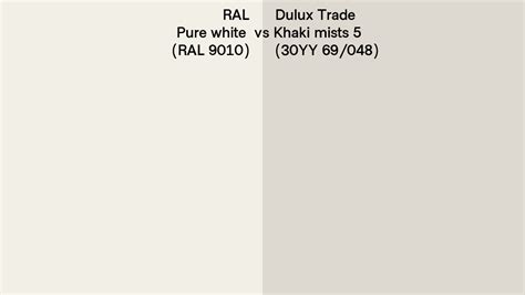 RAL Pure white (RAL 9010) vs Dulux Trade Khaki mists 5 (30YY 69/048 ...