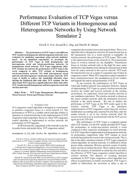 Performance Evaluation Of Tcp Vegas Versus Different Tcp Variants In Homogeneous And