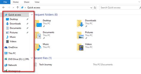 Add Remove Quick Access From File Explorers Navigation Pane In Windows 10
