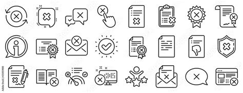 Set Of Decline Certificate Cancellation And Dislike Icons Reject Or Cancel Line Icons Refuse
