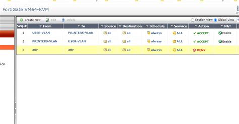 Creating A Acl In Fortigate To Allow The Pcs In Vlan 10 To Reach The Printers In Vlan 55 Also