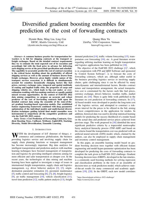 Pdf Diversified Gradient Boosting Ensembles For Prediction Of The Cost Of Forwarding Contracts