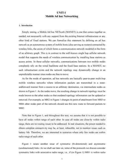 Adhoc And Sensor Networks Notes U1 Full Detailed Unit Mobile Ad Hoc