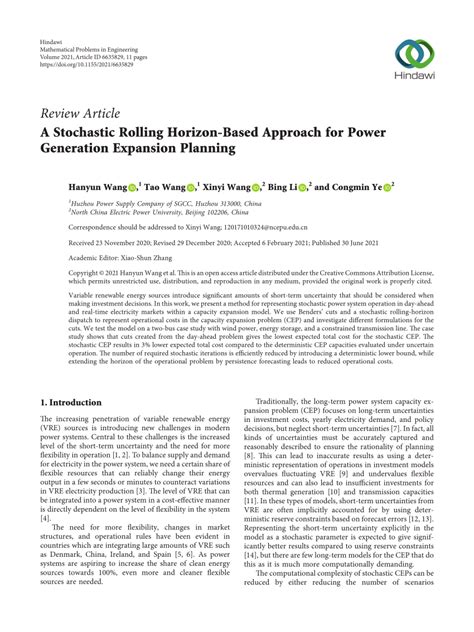 Pdf A Stochastic Rolling Horizon Based Approach For Power Generation Expansion Planning