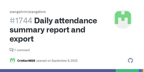 Daily Attendance Summary Report And Export · Issue 1744 · Orangehrmorangehrm · Github