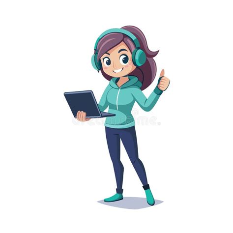 Headphones Laptop Girl Stock Illustrations 2108 Headphones Laptop Girl Stock Illustrations