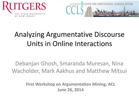 Ppt Analyzing Argumentative Discourse Units In Online Interactions Powerpoint Presentation