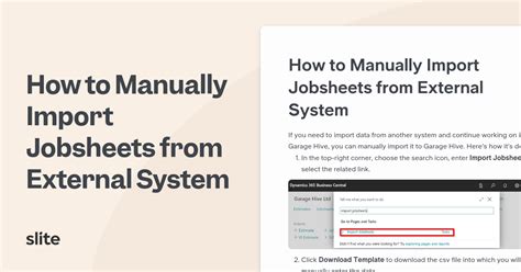 How To Manually Import Jobsheets From External System