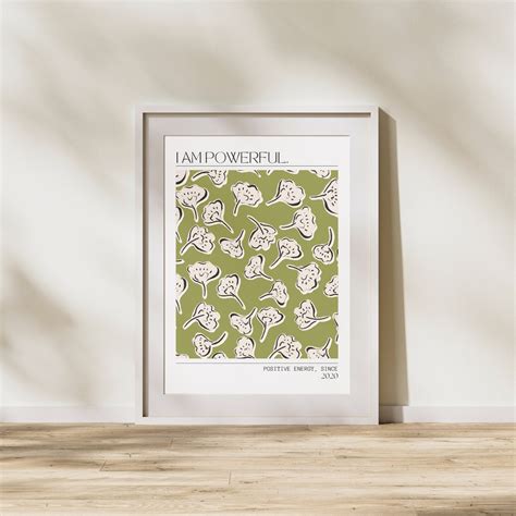 Printable Positive Affirmations Wall Art I Am Powerful Words Of