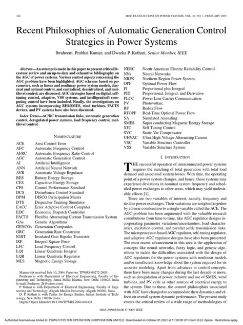 Recent Philosophies Of Automatic Generation Control Strategies In Power