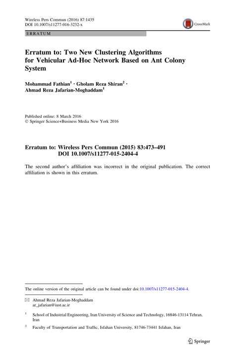 Pdf Two New Clustering Algorithms For Vehicular Ad Hoc Network Based On Ant Colony System