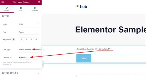 Hub Elementor Modal Buttons And Popups Liquidthemes Knowledge Base