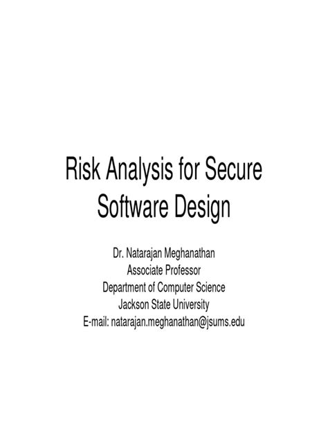 Risk Analysis For Secure Software Design Pdf Threat Computer