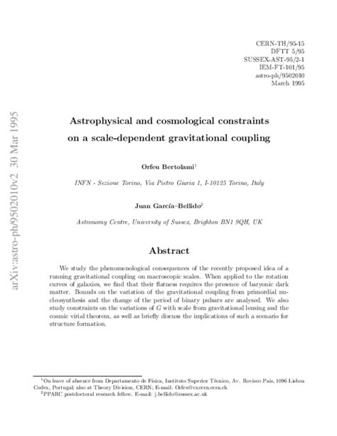 Pdf Astrophysical And Cosmological Constraints On A Scale Dependent