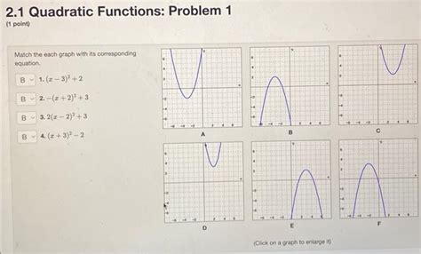 Solved Quadratic Functions Problem Point Match Chegg Com