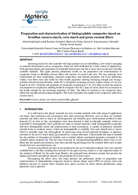 Pdf Preparation And Characterization Of Biodegradable Composites Based On Brazilian Cassava