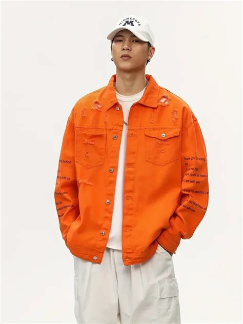 Men S Casual Street Denim Jacket Style Lapel Denim Jacket For Spring Fall Chic Raw Trim