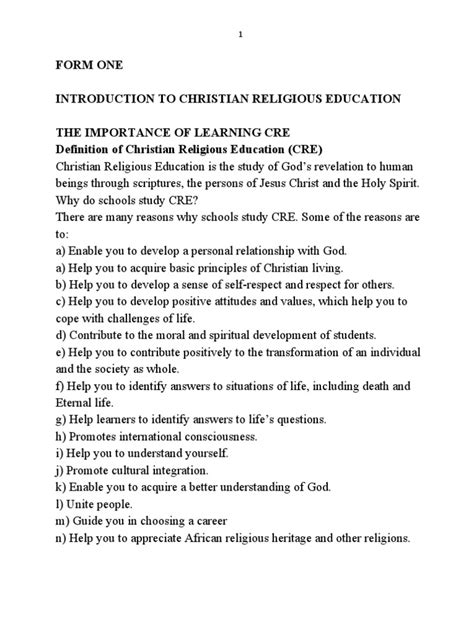 Cre Notes Form 1 4 Booklet Pdf Twelve Minor Prophets Neviim