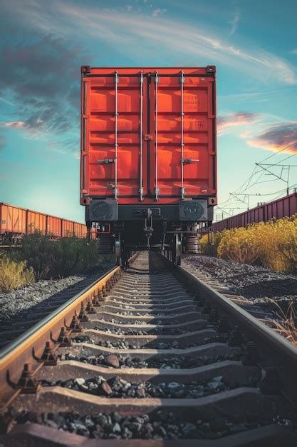 Premium Photo Freight Train On Rails Generative Ai