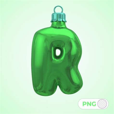 Premium Psd 3d Letter R Rendering Christmas Enfeite Style For