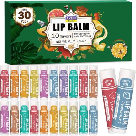 Azen 30 Pack Lip Balm Natural Lip Balm Bulk Lip Care