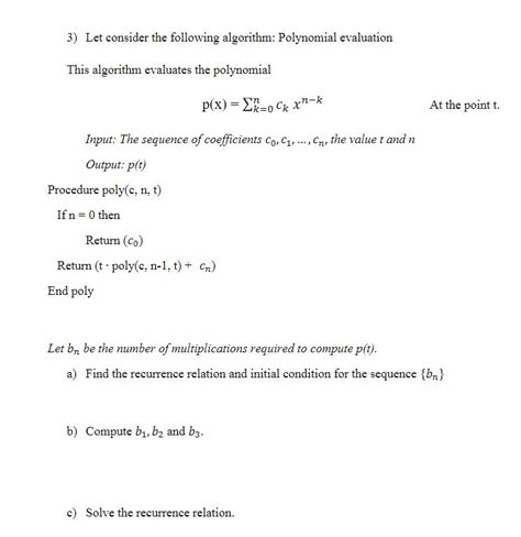 Solved Let Consider The Following Algorithm Polynomial Chegg