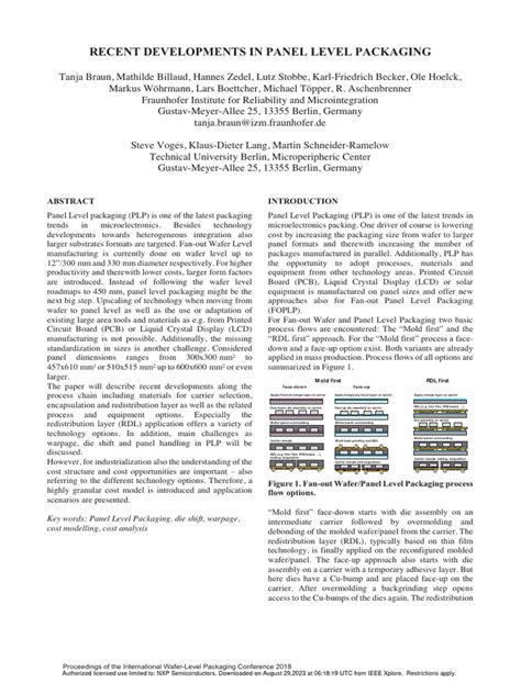 Recent Developments In Panel Level Packaging Ieee Pdf