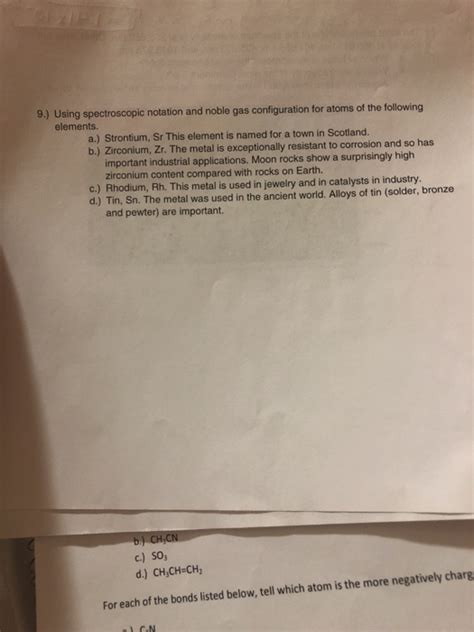 Solved 9 Using Spectroscopic Notation And Noble Gas