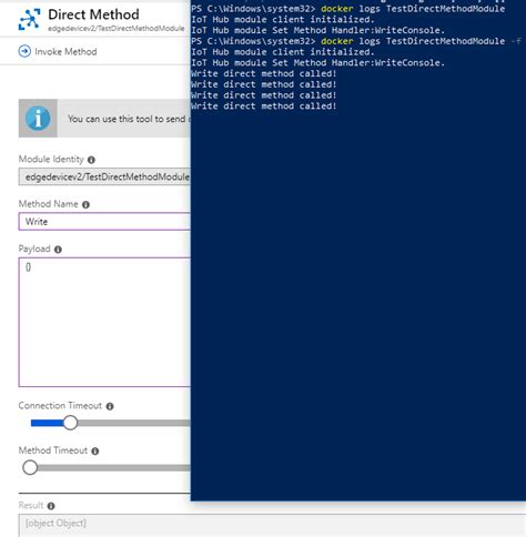 Didnt Manage To Call Azure Iot Edge Module Direct Method Stack Overflow
