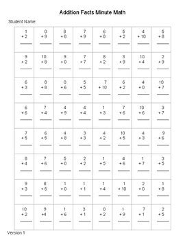 Math Fact Fluency Practice Worksheets Library