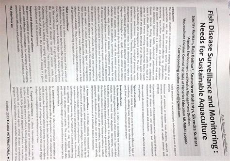 PDF Fish Disease Surveillance And Monitoring Needs For Sustainable Aquaculture