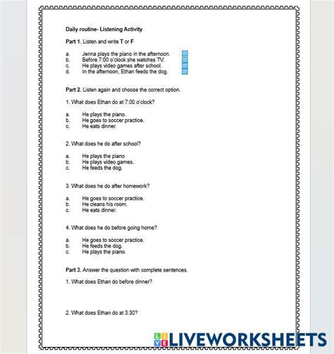 7922260 Daily Routine Listening Activity Jorge