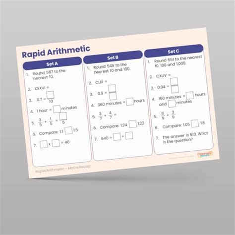 Year 4 Summer Rapid Arithmetic Recap Resource Classroom Secrets