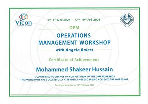 Operationsmanagement Certificationachieved Professionalgrowth Opm