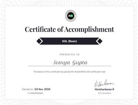 somya gupta on linkedin hackerrank sql certification achievement