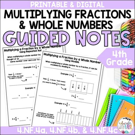 Multiplying Fractions By Whole Numbers Guided Notes Interactive Notebook