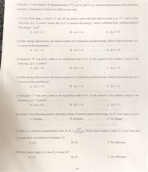 solved 1 reactant a and reactant b generate product c