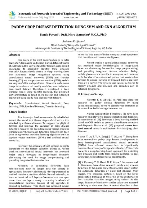 pdf paddy crop disease detection using svm and cnn algorithm