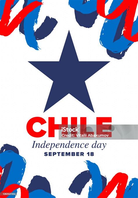 칠레 독립기념일 행복한 국경일 피에스타 파트리아스 자유의 날 매년 9월 18일 축하합니다 칠레 플래그 애국 칠레 디자인 포스터 카드 배너 템플릿 배경 벡터 0명에 대한 스톡