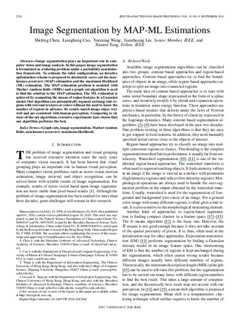 Pdf Image Segmentation By Map Ml Estimations Shifeng Chen