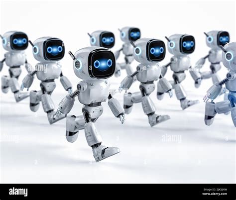 3d Rendering Group Of Cute And Small Artificial Intelligence Assistant