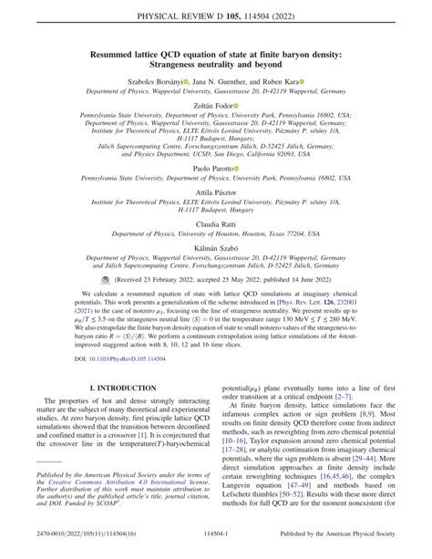 Pdf Resummed Lattice Qcd Equation Of State At Finite Baryon Density