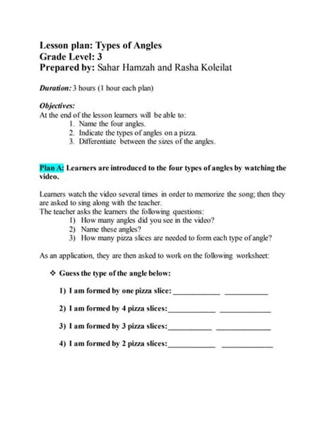 Lesson Plan Angles Docx Desserts And Baking Food And Drink