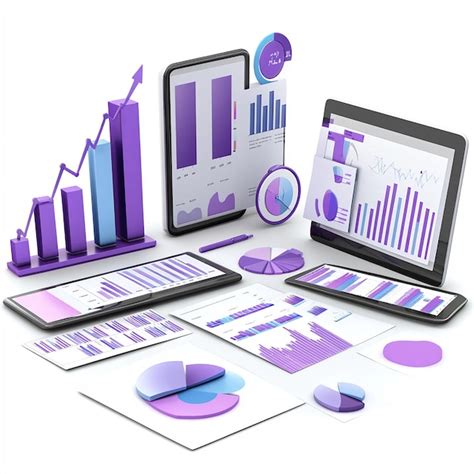 A Group Of Computers And A Graph On A Table Premium AI Generated Image